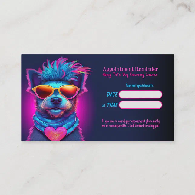 Whimsical Dog Grooming Appointment Reminder Card | Zazzle