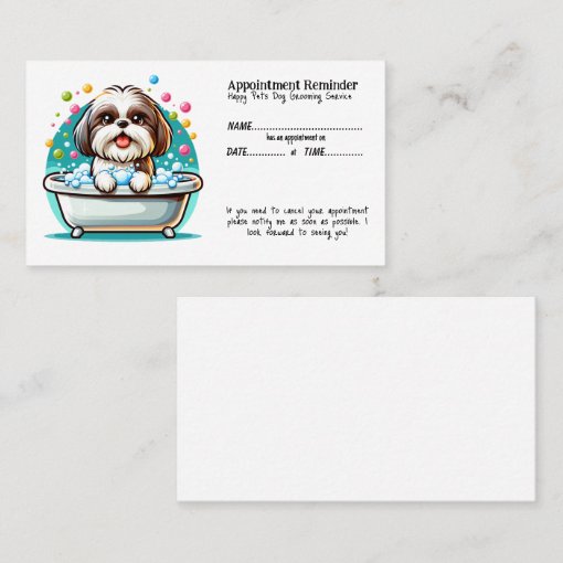 Whimsical Dog Grooming Appointment Reminder Card | Zazzle
