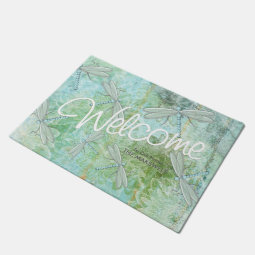 Whimsical Dragonfly Welcome Door Mat | Zazzle