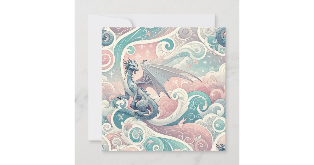 Whimsical Drakes: Pastel Dragon Fantasy Invitation | Zazzle