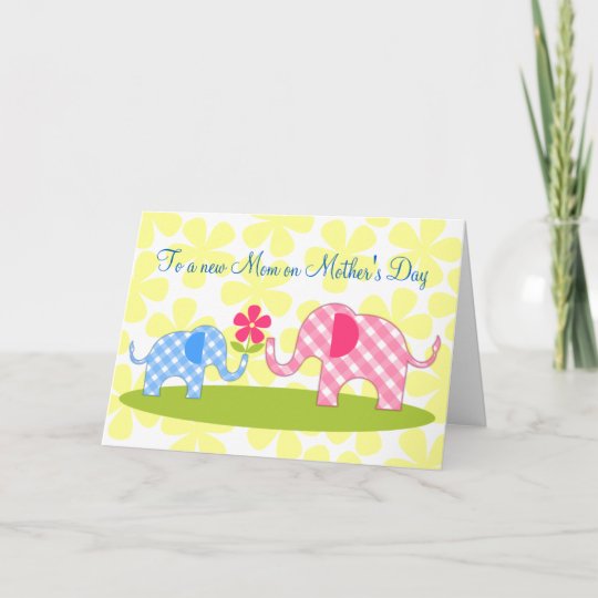 Whimsical Elephants First Mother's Day Card | Zazzle.com
