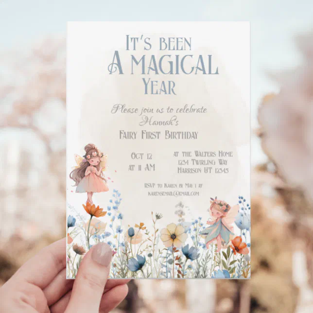 Whimsical Fairy First Magic Birthday Invitation | Zazzle