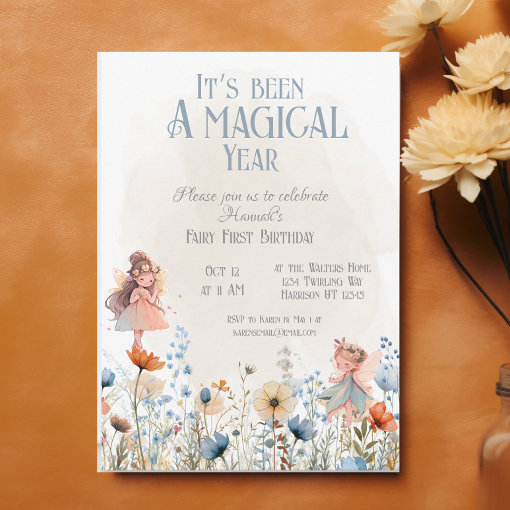 Whimsical Fairy First Magic Birthday Invitation | Zazzle