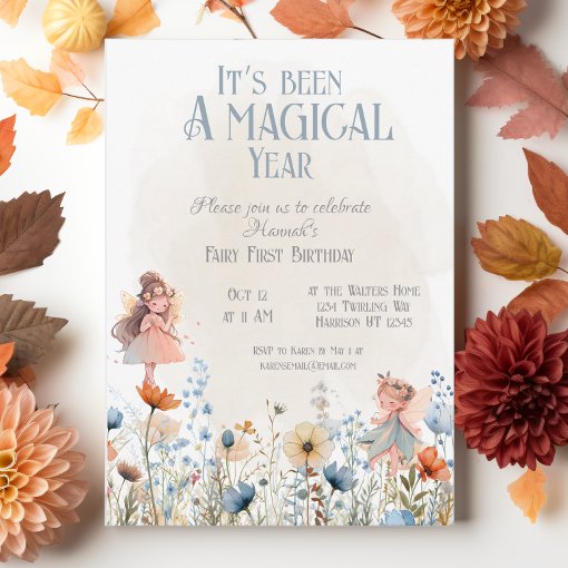 Whimsical Fairy First Magic Birthday Invitation | Zazzle