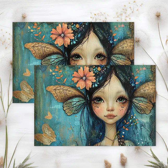 WHIMSICAL FAIRY GIRL DECOUPAGE TISSUE PAPER | Zazzle