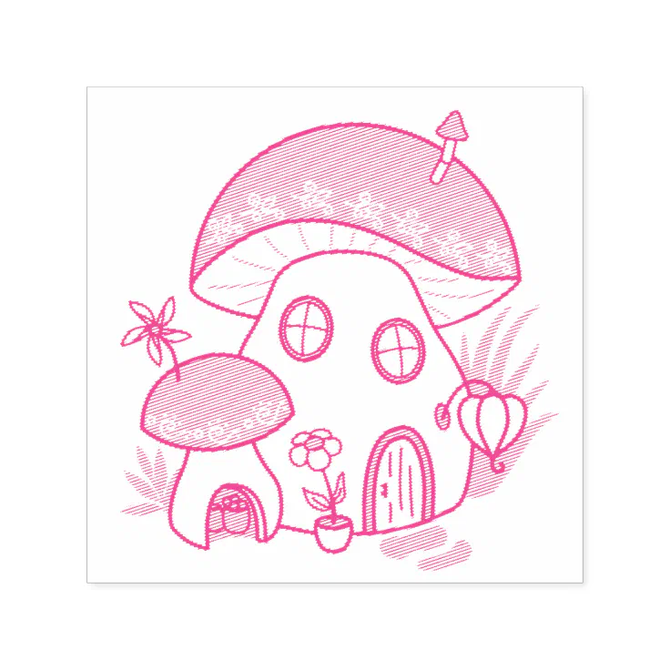 Whimsical Fairy Mushroom House Self-inking Stamp | Zazzle