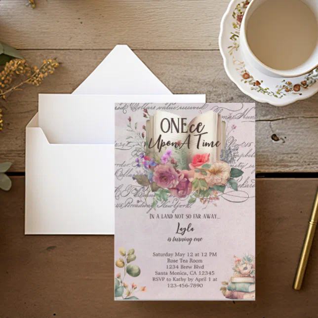 Whimsical Fairytale Story Book First Birthday Invitation | Zazzle