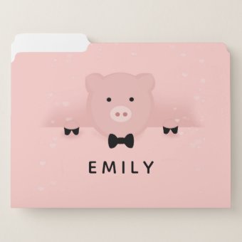 Whimsical & Fancy Pink Pig Cute Farm Animal File Folder | Zazzle