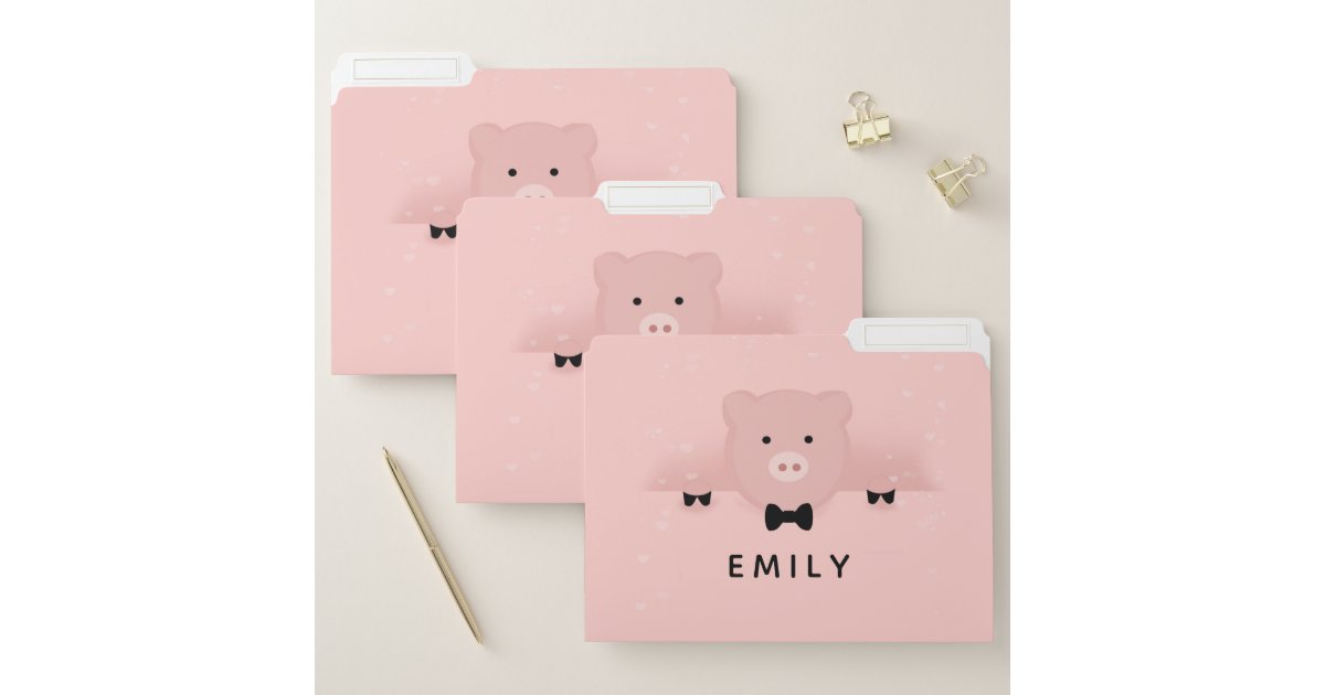Whimsical & Fancy Pink Pig Cute Farm Animal File Folder | Zazzle