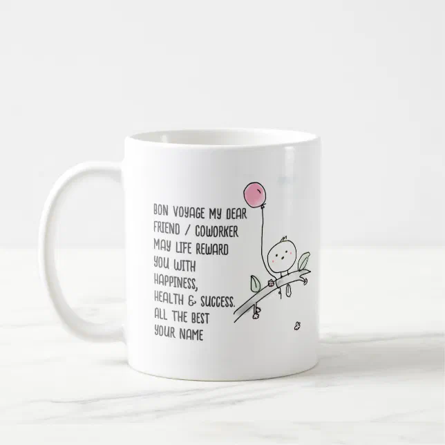 Whimsical Farewell Coworker Lineart Handwritten Coffee Mug | Zazzle