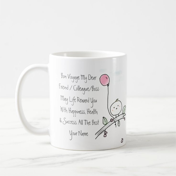 Whimsical Farewell Coworker Lineart Handwritten Coffee Mug | Zazzle