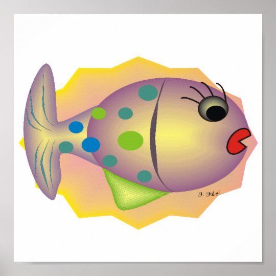 Whimsical Fish Art Poster by Gail Gabel | Zazzle.com
