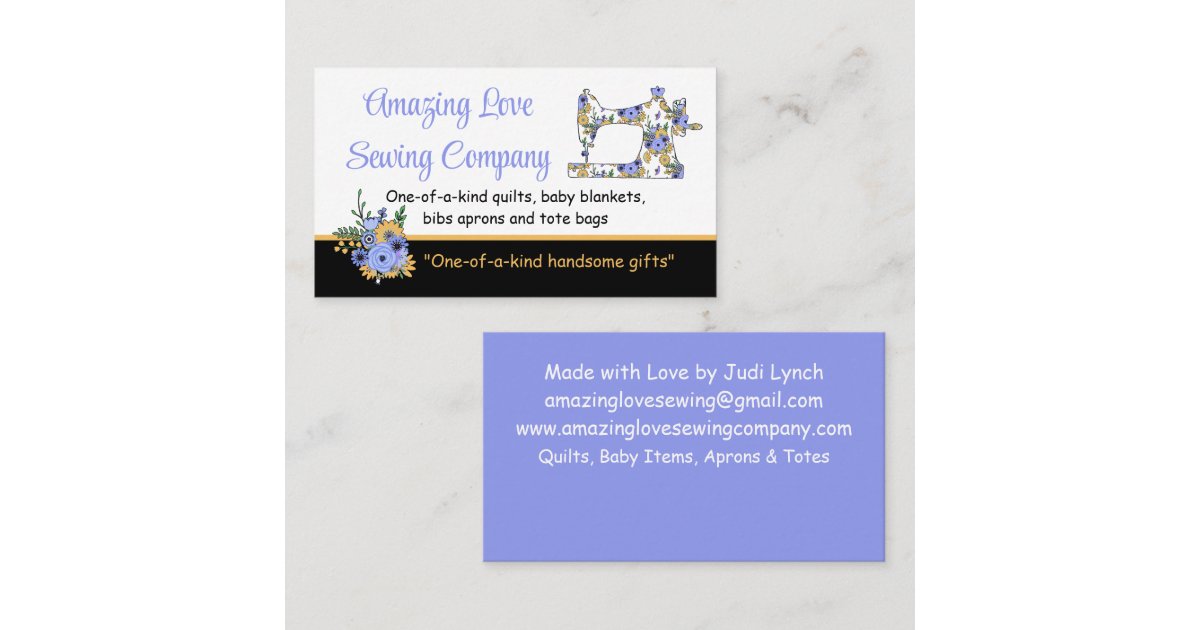 Whimsical Floral Sewing Machine2a Business Card | Zazzle