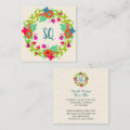 Whimsical Floral Wreath Square Business Card | Zazzle