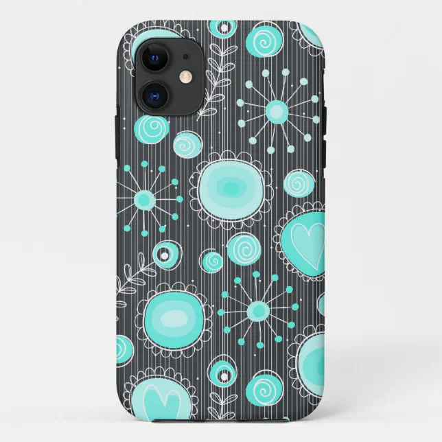 Whimsical Flowers in Turquoise iPhone 5 Case | Zazzle
