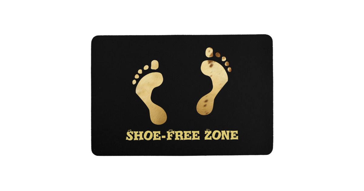 Whimsical Footprints Shoe-Free Zone Cool Custom Floor Mat | Zazzle