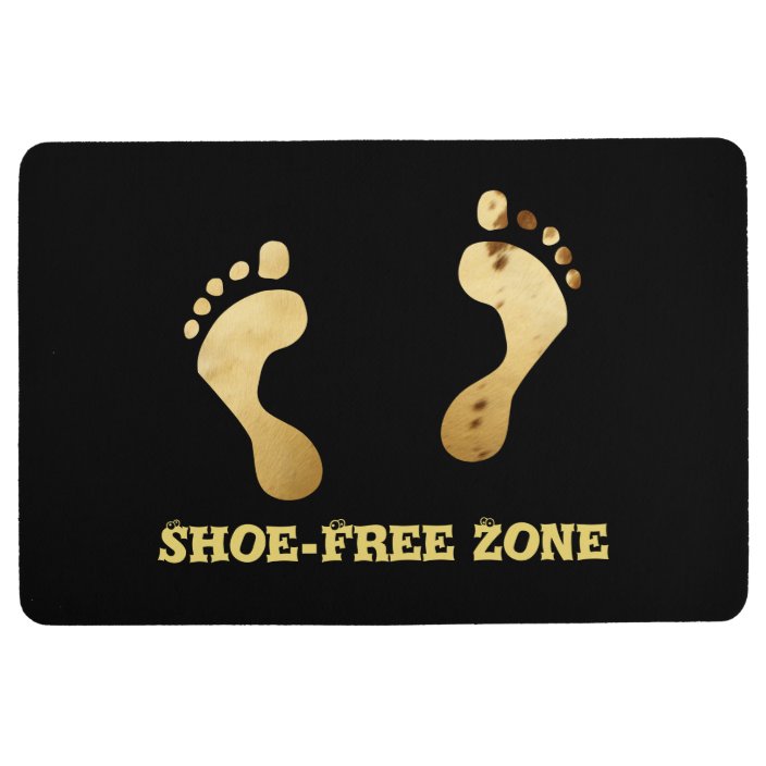 Whimsical Footprints Shoe-Free Zone Cool Custom Floor Mat | Zazzle