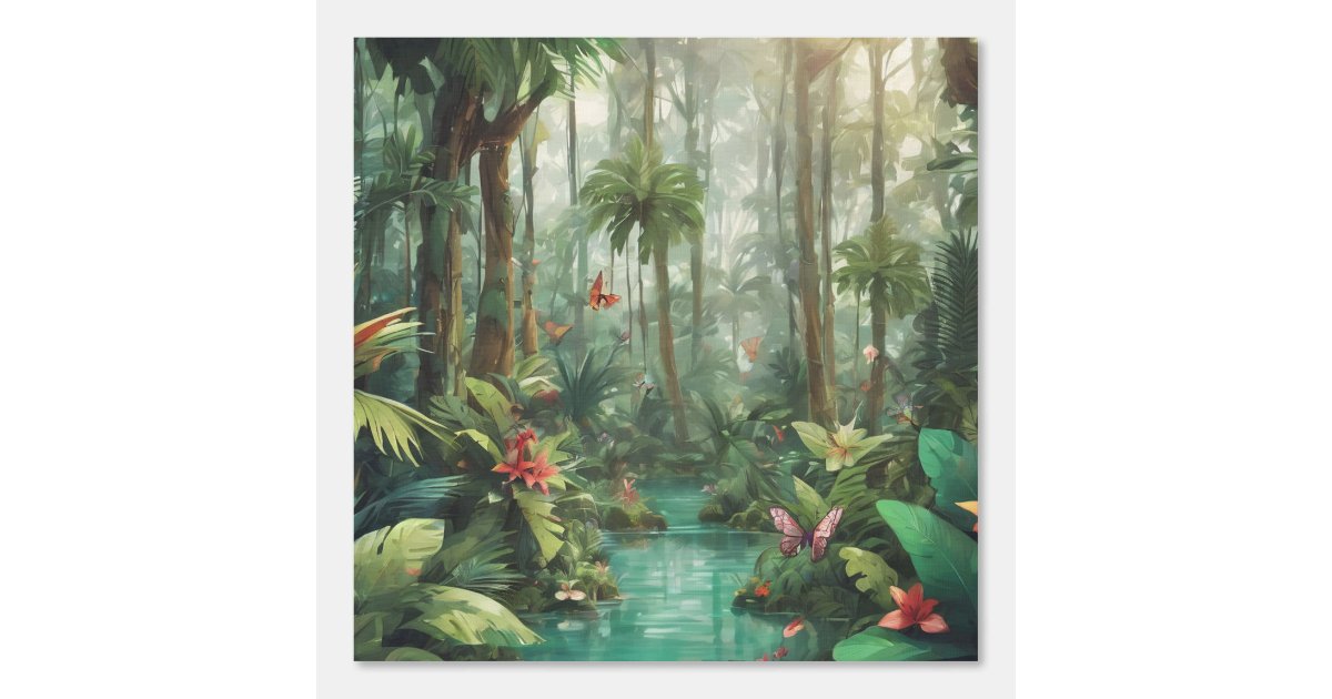 Whimsical Forest Tropical Rainforest River Wild Wallpaper | Zazzle