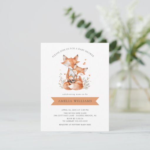 Whimsical Fox Family Baby Shower Invitation | Zazzle