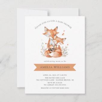 Whimsical Fox Family Baby Shower Invitation | Zazzle