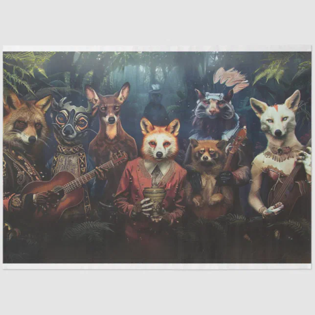 Whimsical Fox Musical Maestro Decoupage Tissue Paper | Zazzle
