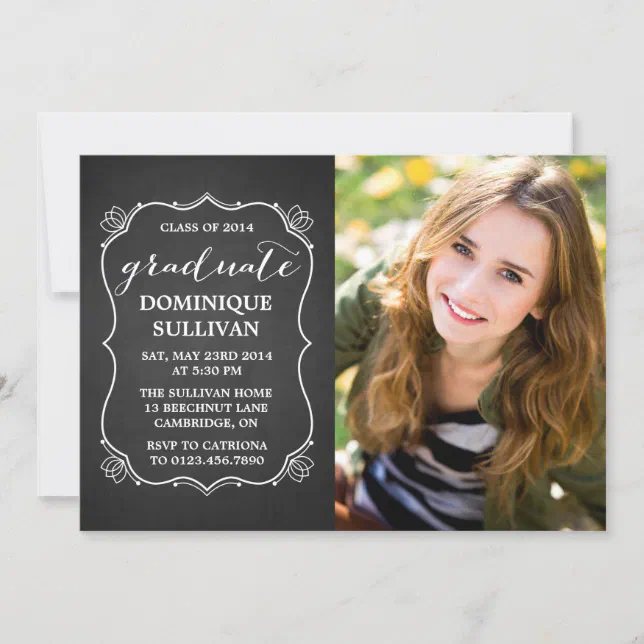 Whimsical Frame Rustic Photo Graduation Invitation | Zazzle
