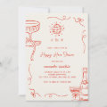 Whimsical French Fun Hand Drawn Happy Hour Shower Invitation | Zazzle