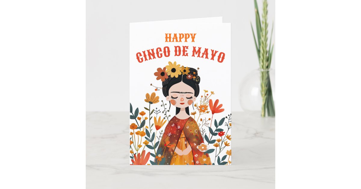 Whimsical Frida Kahlo Happy Cinco de Mayo Holiday Card | Zazzle