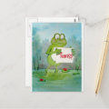 Whimsical Frog with Thanks Thank You Sign Funny Postcard | Zazzle