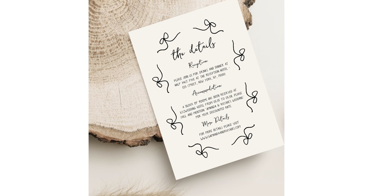 Whimsical Fun French Wedding Hand Drawn Details Enclosure Card | Zazzle