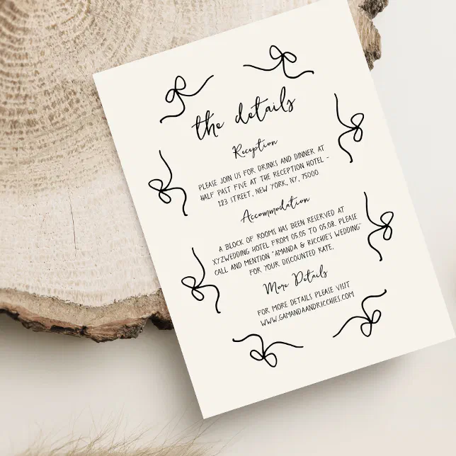 Whimsical Fun French Wedding Hand Drawn Details Enclosure Card | Zazzle