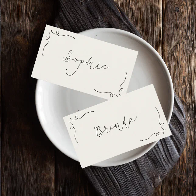 Whimsical Fun Hand Drawn French Wedding Flat Name Place Card | Zazzle
