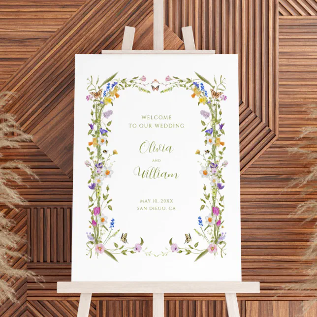 Whimsical Garden Wildflower Wedding Welcome Sign | Zazzle