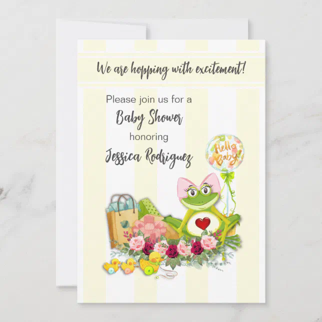 Whimsical Girl Frog Baby Shower Invitation | Zazzle