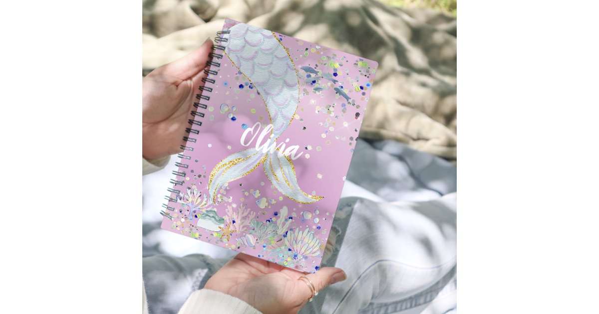 Whimsical Glitter Mermaid Beachy Under the Sea Planner | Zazzle