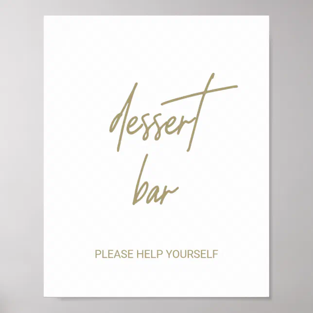 Whimsical Gold Calligraphy Wedding Dessert Bar Poster | Zazzle