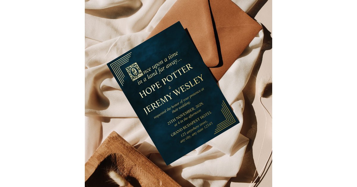 Whimsical Gold Emerald Storybook Fairy Tale Castle Foil Invitation | Zazzle