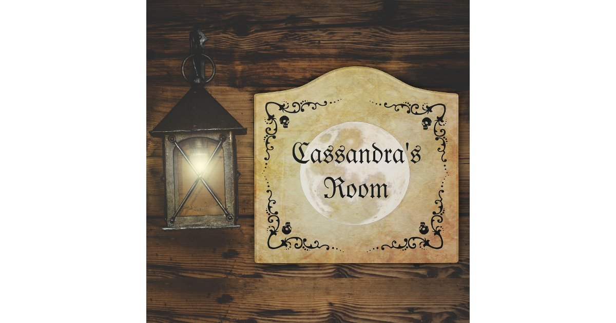 Whimsical Goth Full Moon Halloween Door Sign | Zazzle