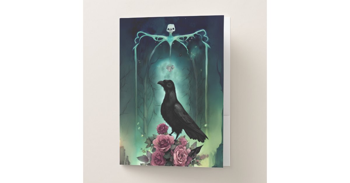 Whimsical Gothic Raven Illustration Goth Folder | Zazzle