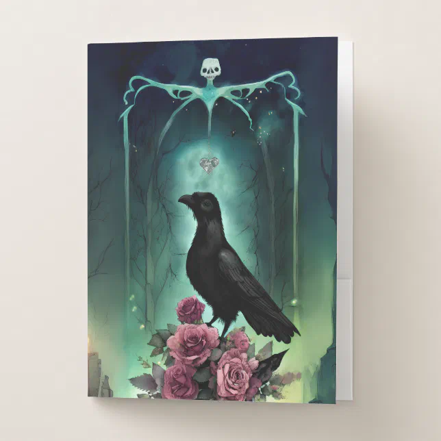 Whimsical Gothic Raven Illustration Goth Folder | Zazzle