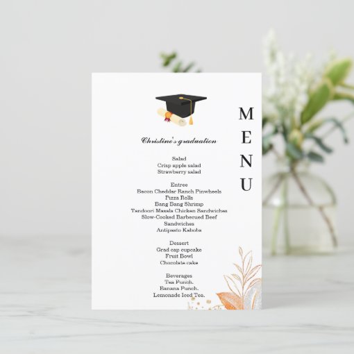 Whimsical Graduation party dinner menu | Zazzle