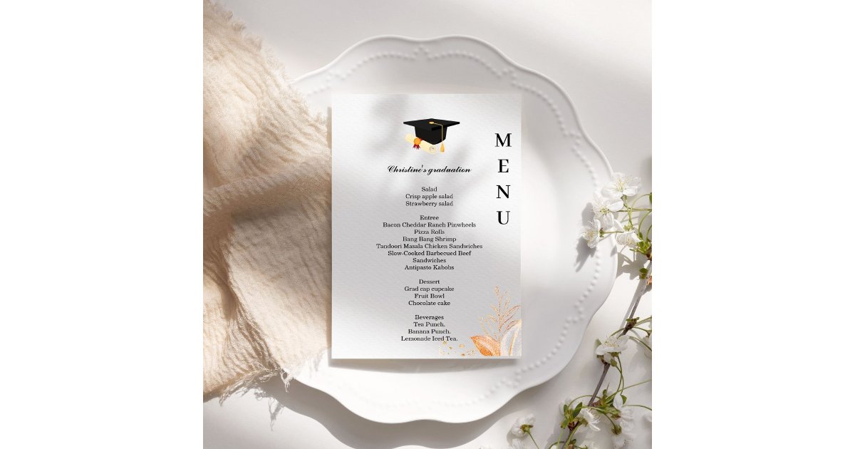 Whimsical Graduation party dinner menu | Zazzle