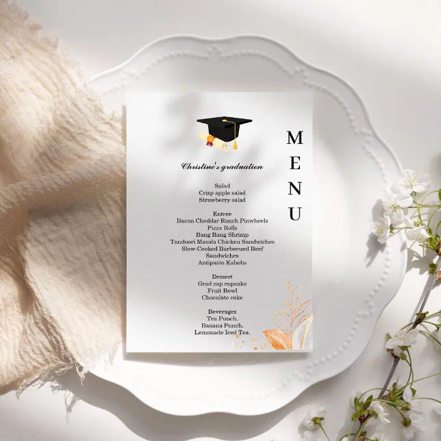 Whimsical Graduation party dinner menu | Zazzle