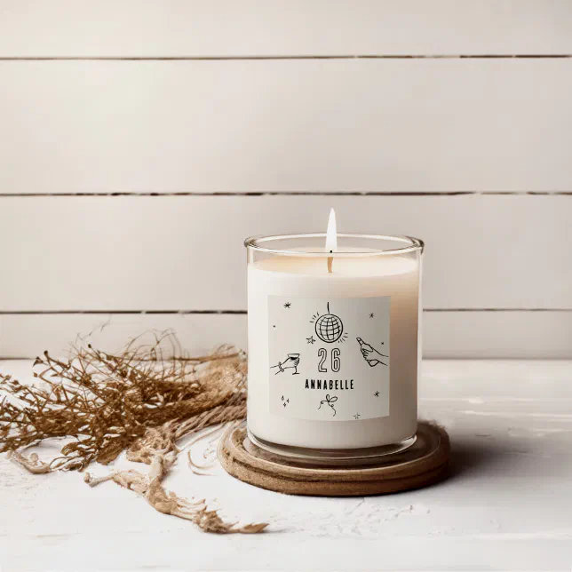 whimsical hand drawn 30th birthday drinks party square sticker | Zazzle