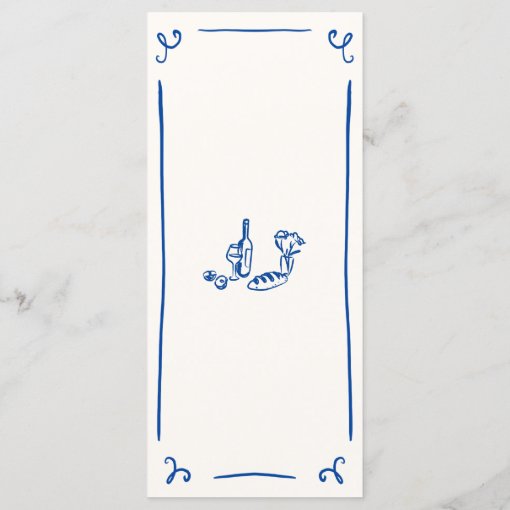 Whimsical Hand Drawn Blue Wedding Menu | Zazzle