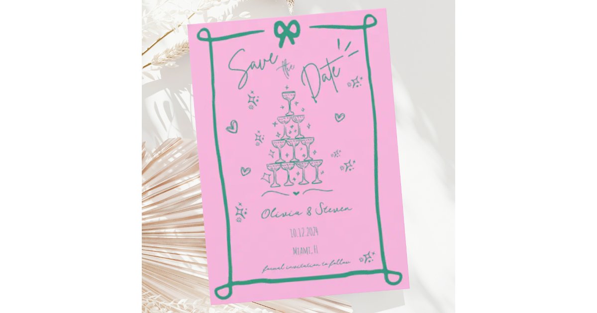 Whimsical Hand Drawn Bow Scribble Save the Date Invitation | Zazzle