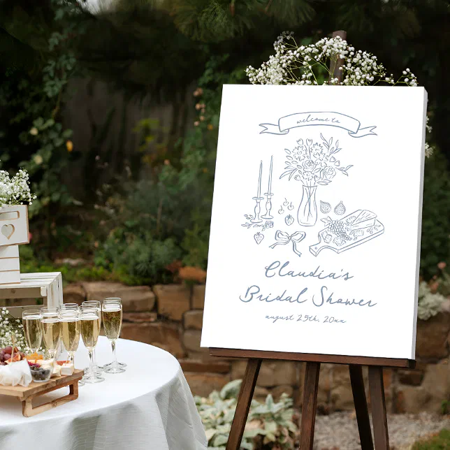 Whimsical Hand Drawn Bridal Shower Welcome Sign | Zazzle