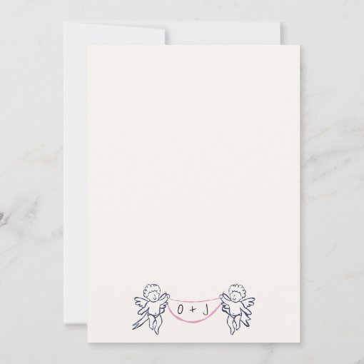 Whimsical Hand Drawn Cupid Scribble Bow Wedding Invitation | Zazzle