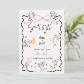 Whimsical Hand Drawn Cupid Scribble Bow Wedding Invitation | Zazzle