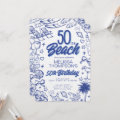 Whimsical Hand Drawn Doodle 50th Beach Birthday Invitation | Zazzle